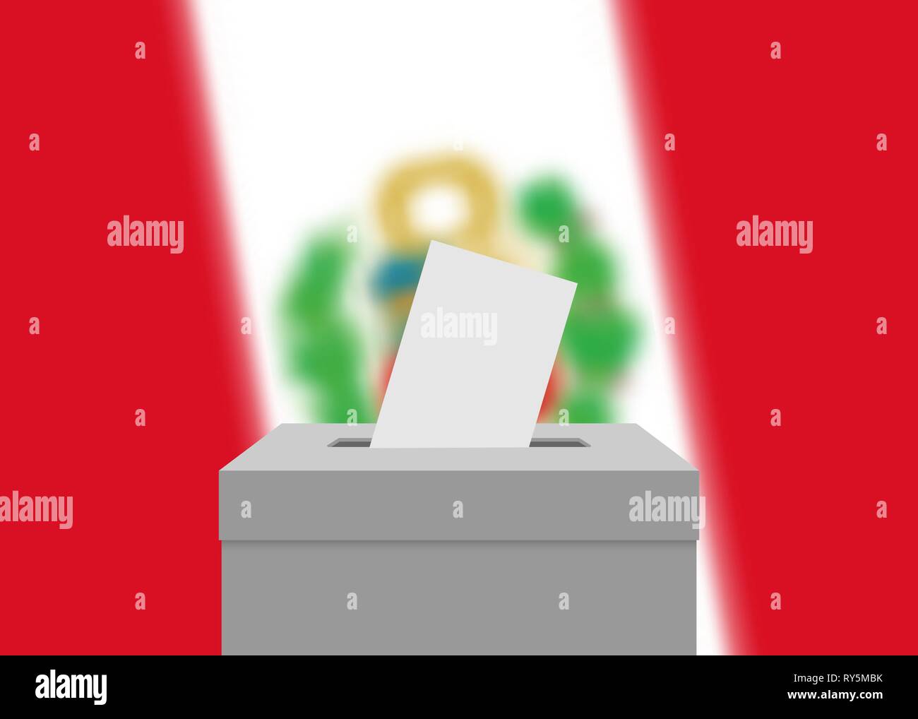 Peru election banner background. Ballot Box with blurred flag Stock ...