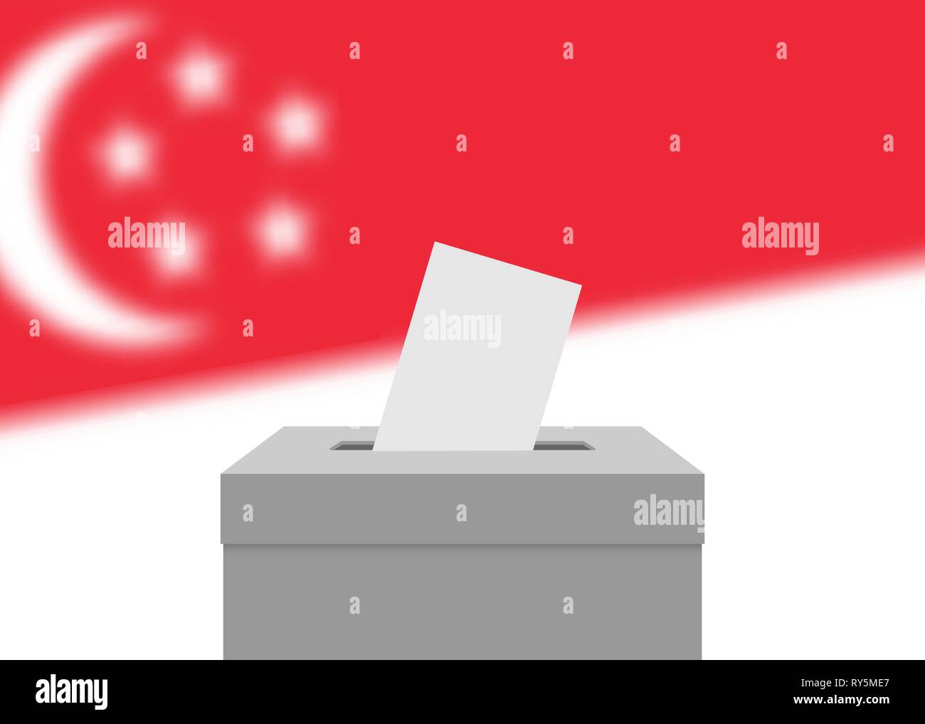 Singapore election banner background. Ballot Box with blurred flag ...