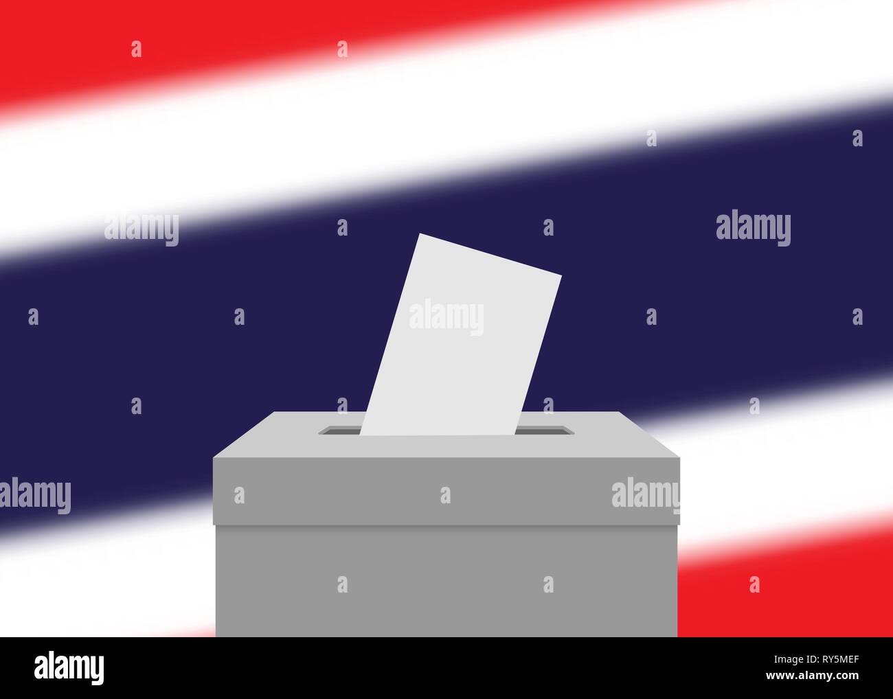 Thailand election banner background. Ballot Box with blurred flag Stock ...