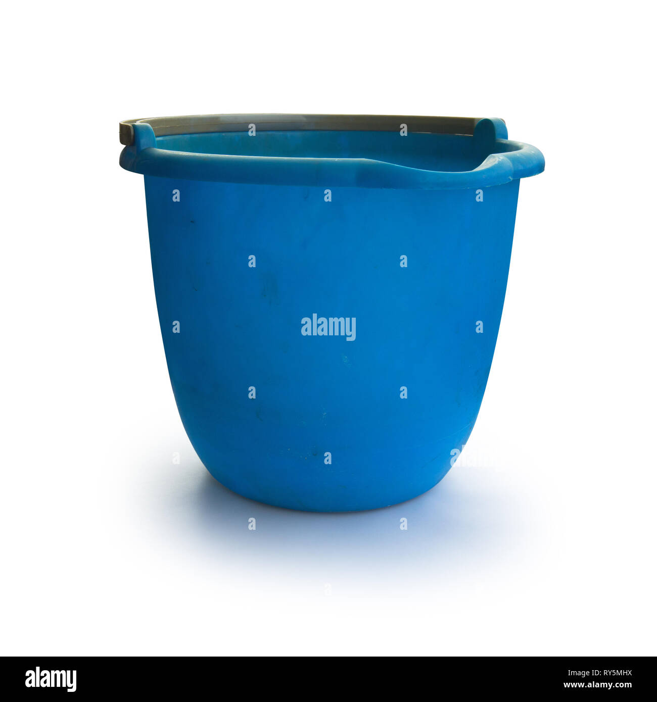 Dirty Blue Bucket Isolated on White Background Stock Photo - Alamy
