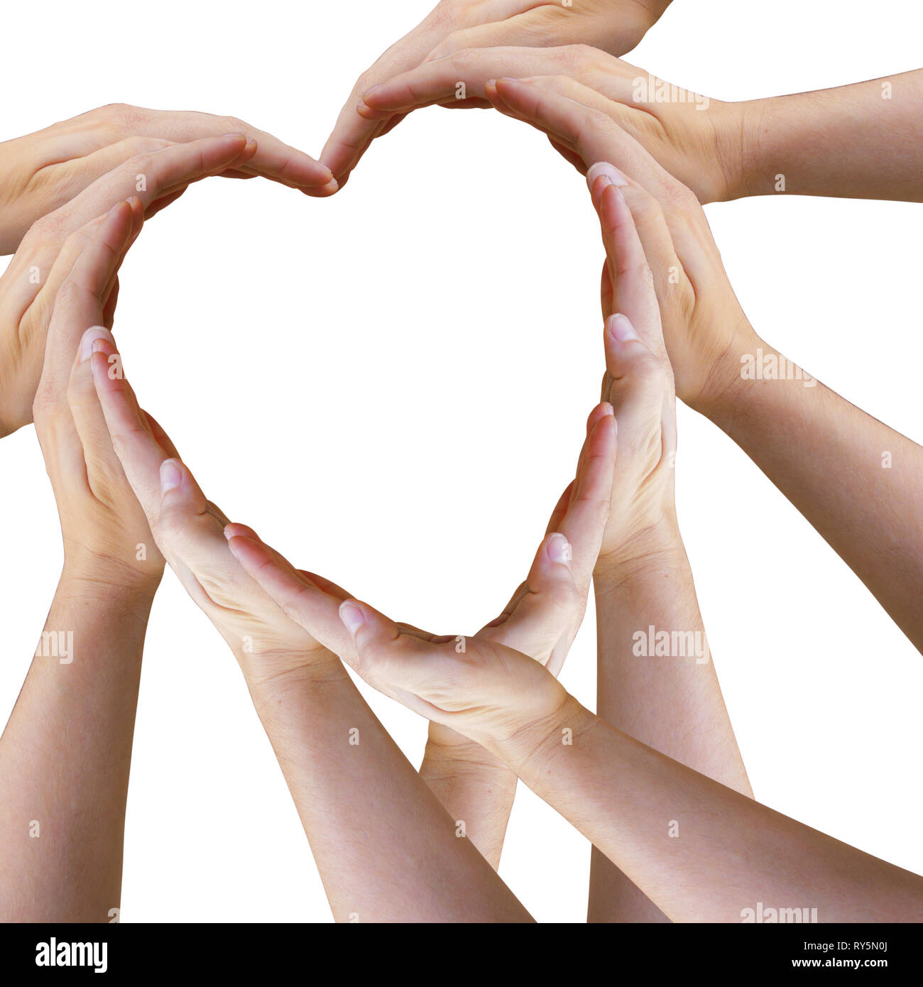 Hands Forming a Heart Shape on White Background Stock Photo - Alamy