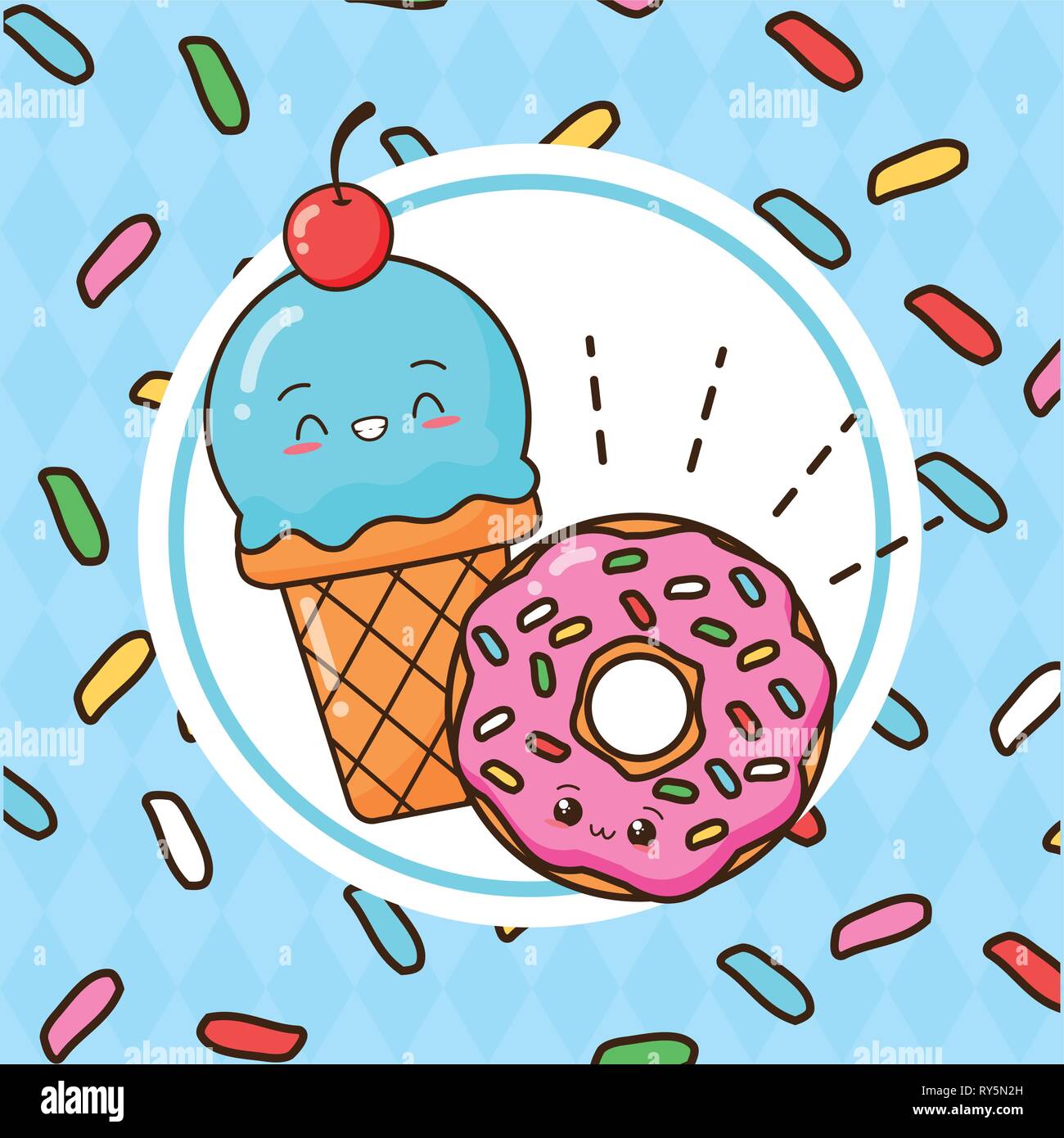 Kawaii donut ice cream Stock Vector Images - Alamy