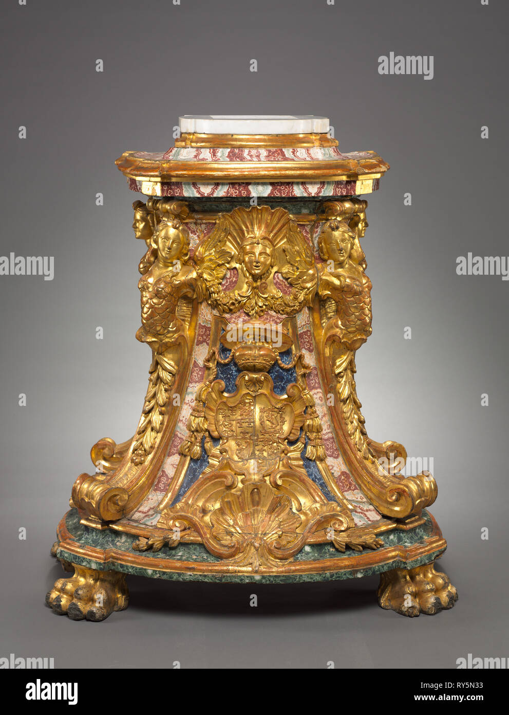 Pedestal, mid 1700s. Italy, Rome, mid-18th Century. Carved, gilded and ...