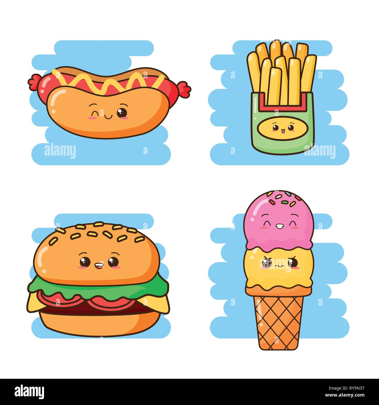 Cute funny kawaii burger Cut Out Stock Images & Pictures - Alamy