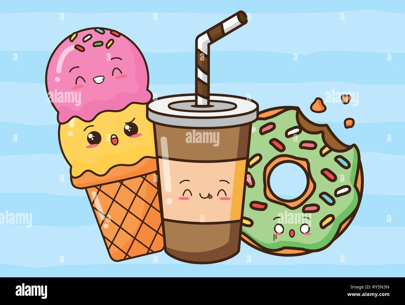 Kawaii donut ice cream Stock Vector Images - Alamy