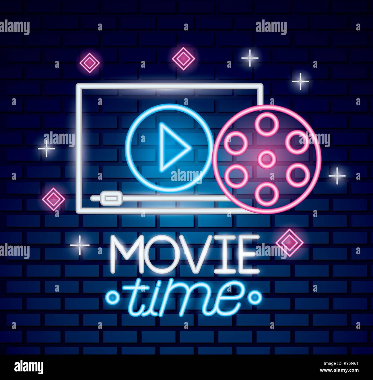 movie time neon Stock Vector Image & Art - Alamy