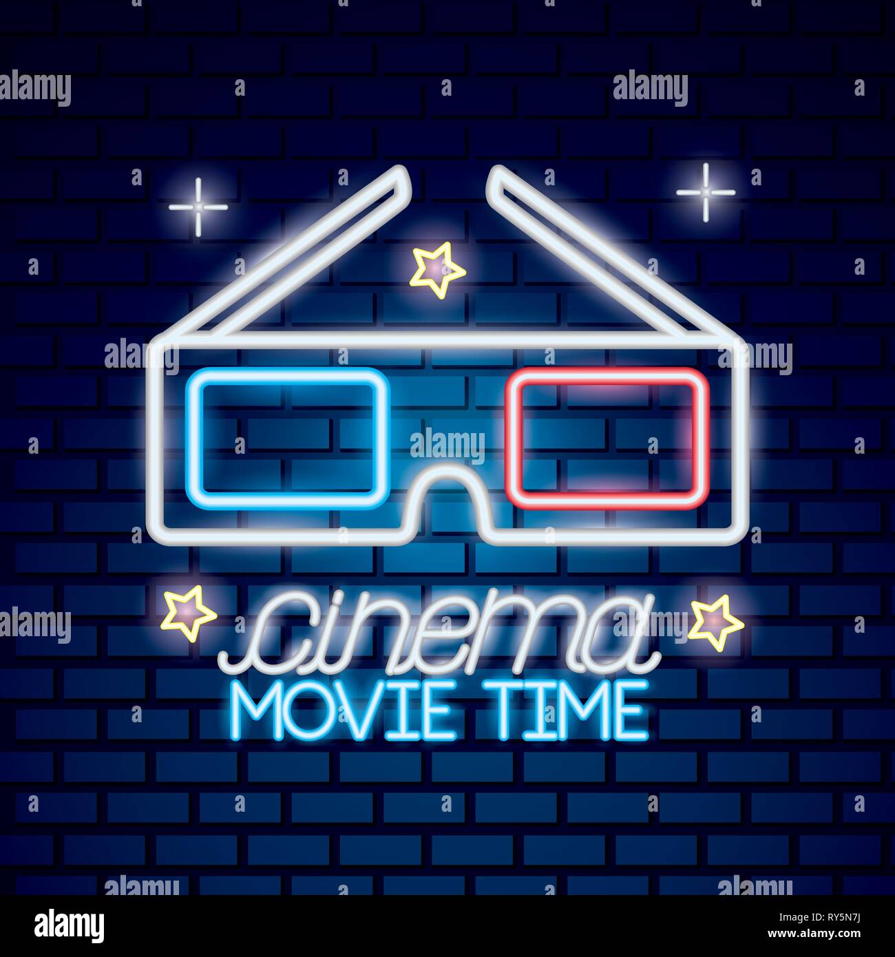 movie time neon Stock Vector Image & Art - Alamy