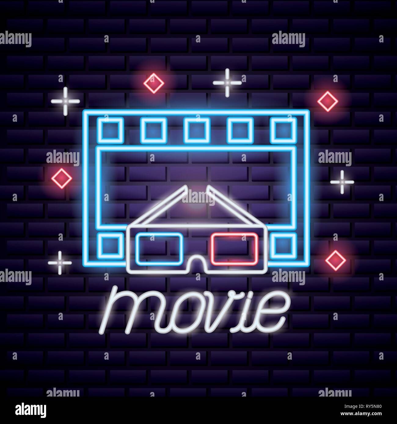 movie time neon Stock Vector Image & Art - Alamy