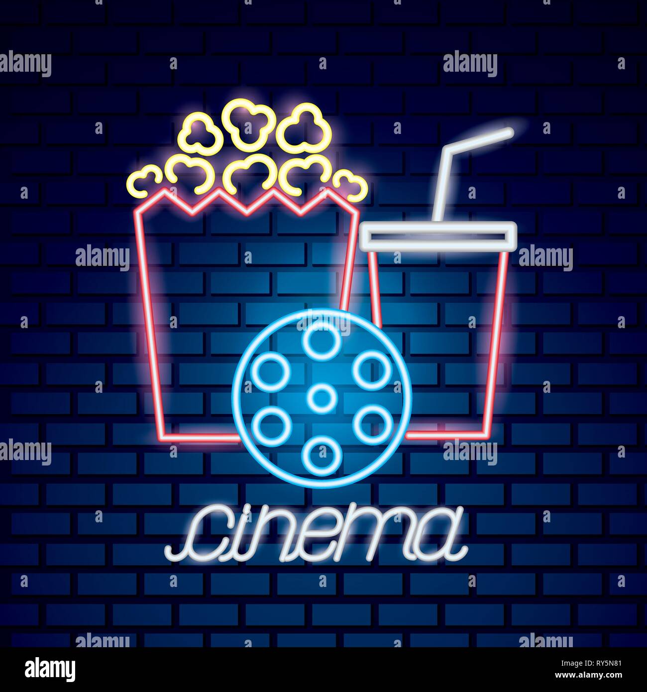 movie time neon Stock Vector Image & Art - Alamy