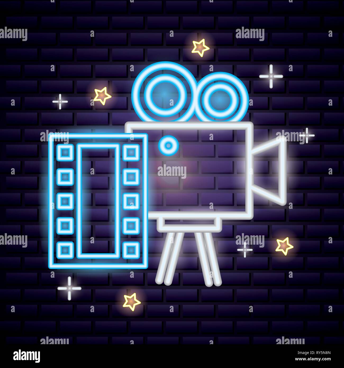 movie time neon Stock Vector Image & Art - Alamy