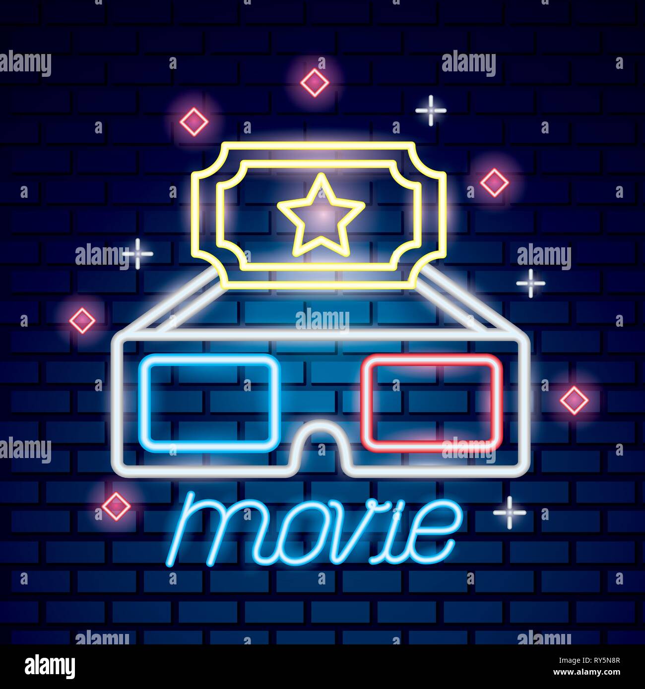 movie time neon Stock Vector Image & Art - Alamy