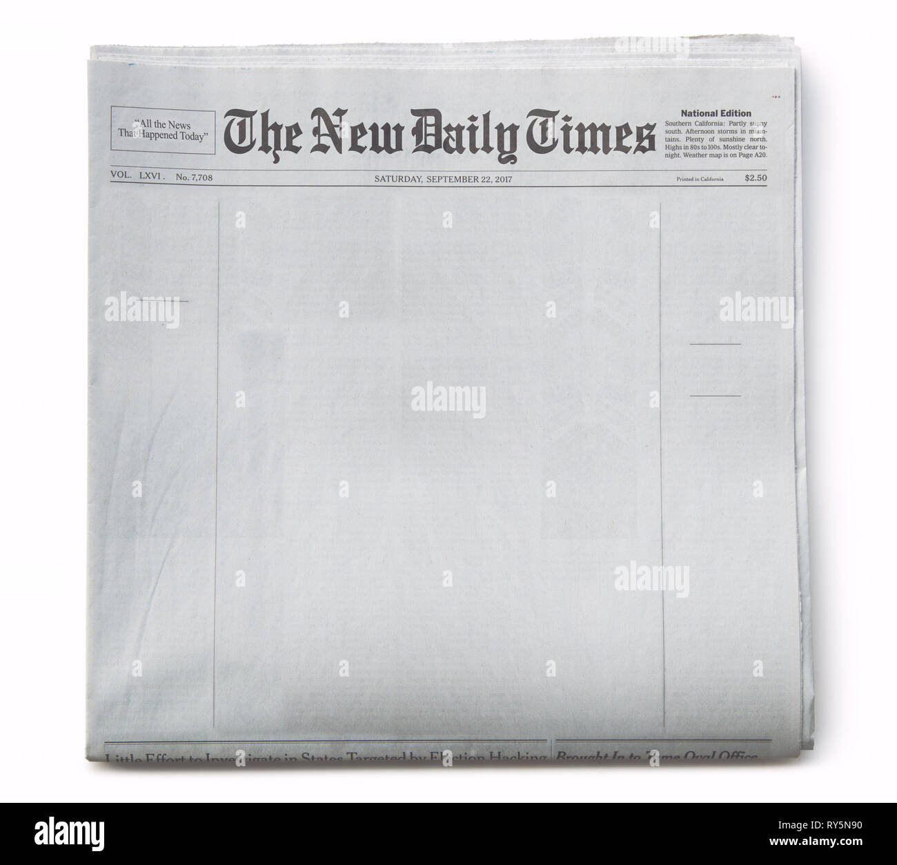 Fake Newspaper Front Page Blank Stock Photo - Alamy