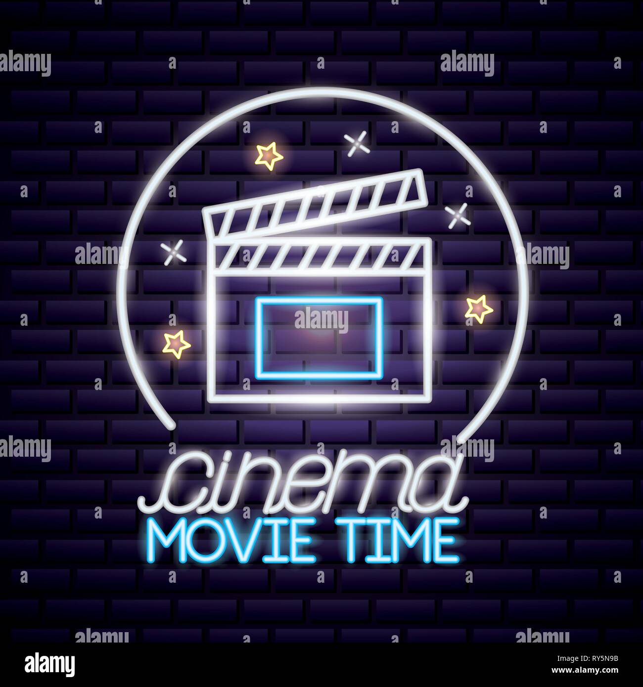 movie time neon Stock Vector Image & Art - Alamy