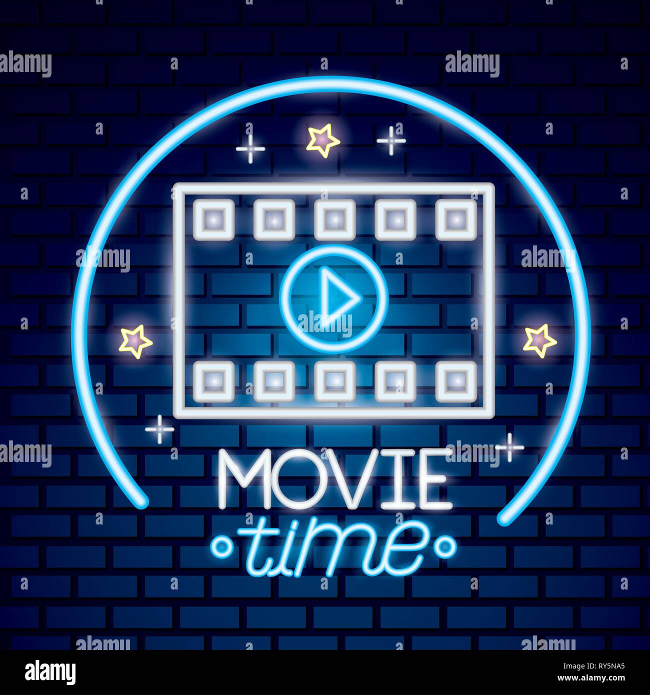 movie time neon Stock Vector Image & Art - Alamy