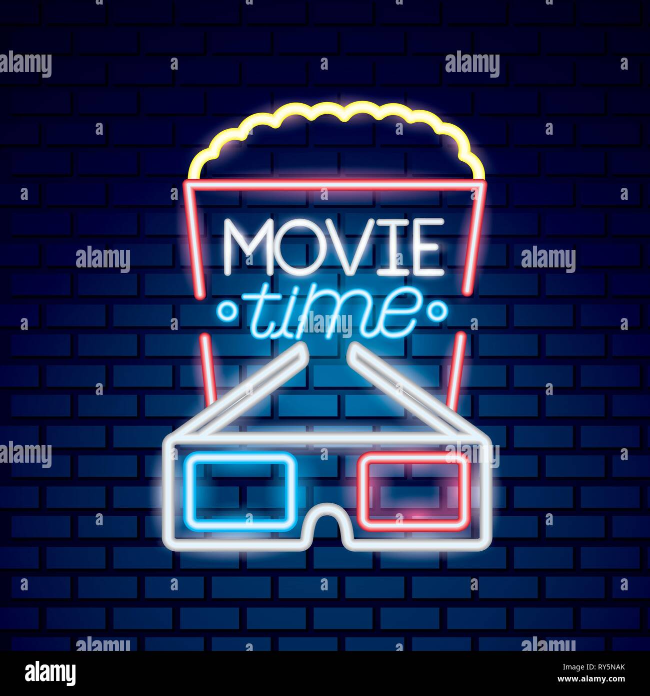 movie time neon Stock Vector Image & Art - Alamy