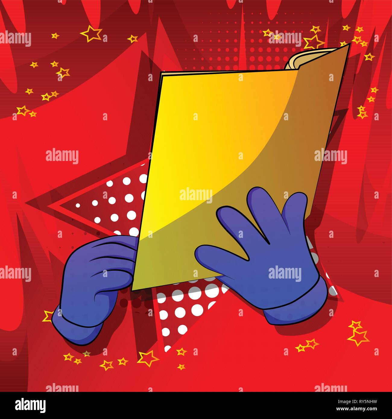 Vector cartoon hand holding a book. Illustrated hand on comic book ...