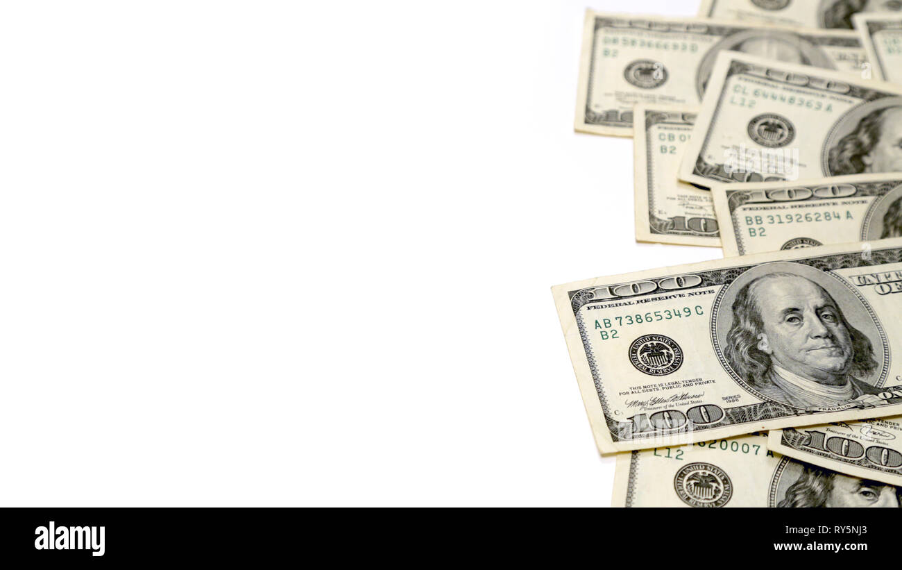 Money Pile of 100 Dollar Bills on Right, Blank on Left Stock Photo - Alamy