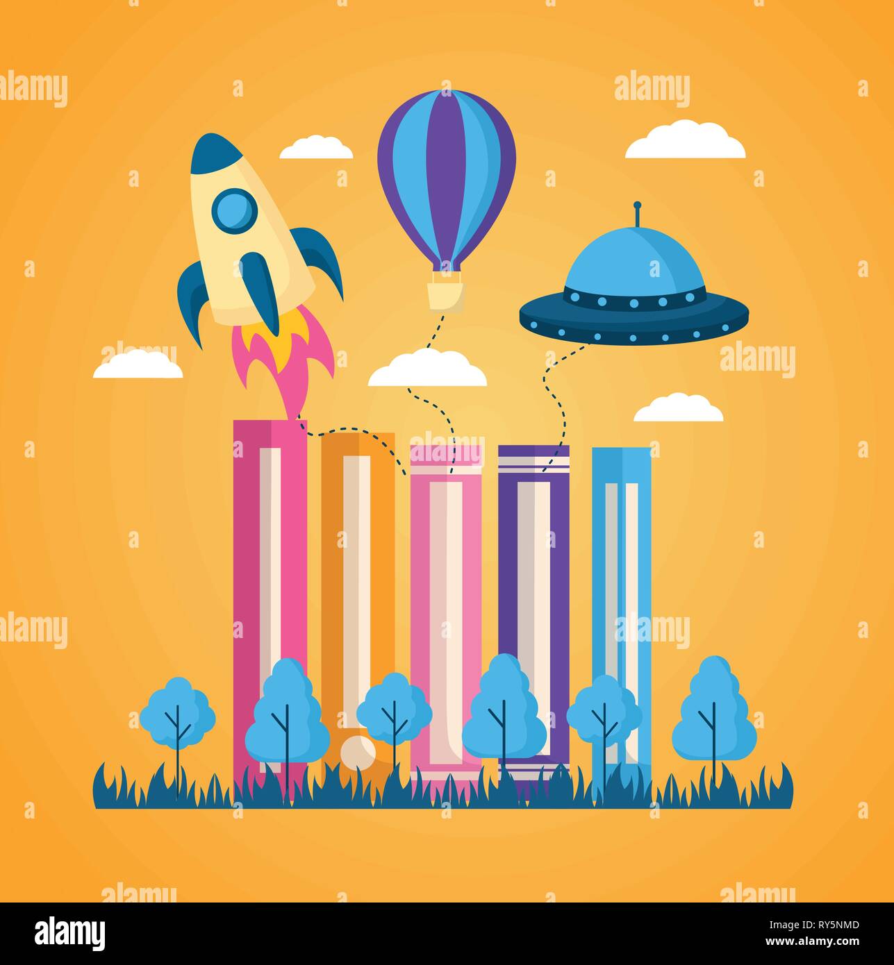 Cloud flight book Stock Vector Images - Alamy