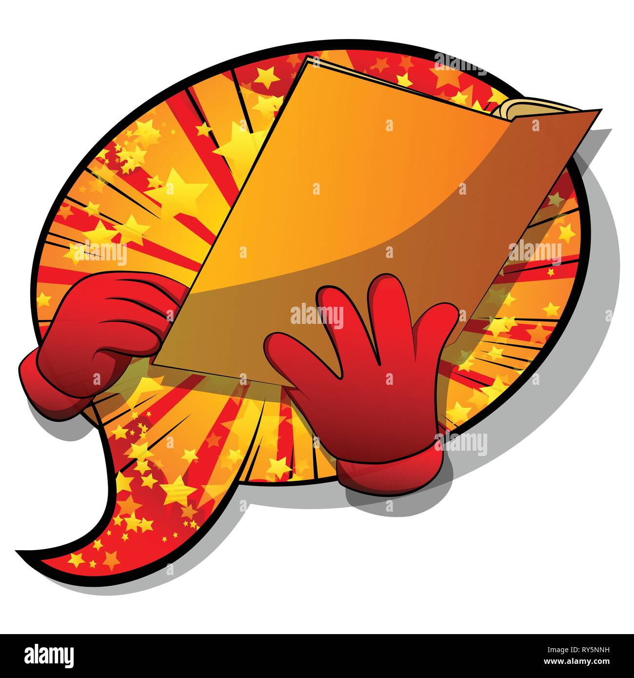 Vector cartoon hand holding a book. Illustrated hand on comic book ...