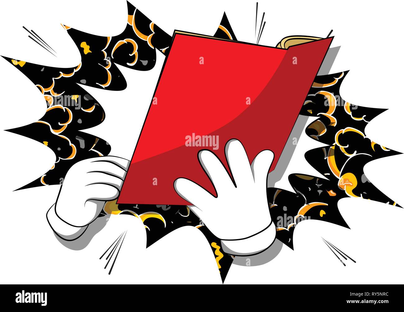 Vector cartoon hand holding a book. Illustrated hand on comic book ...