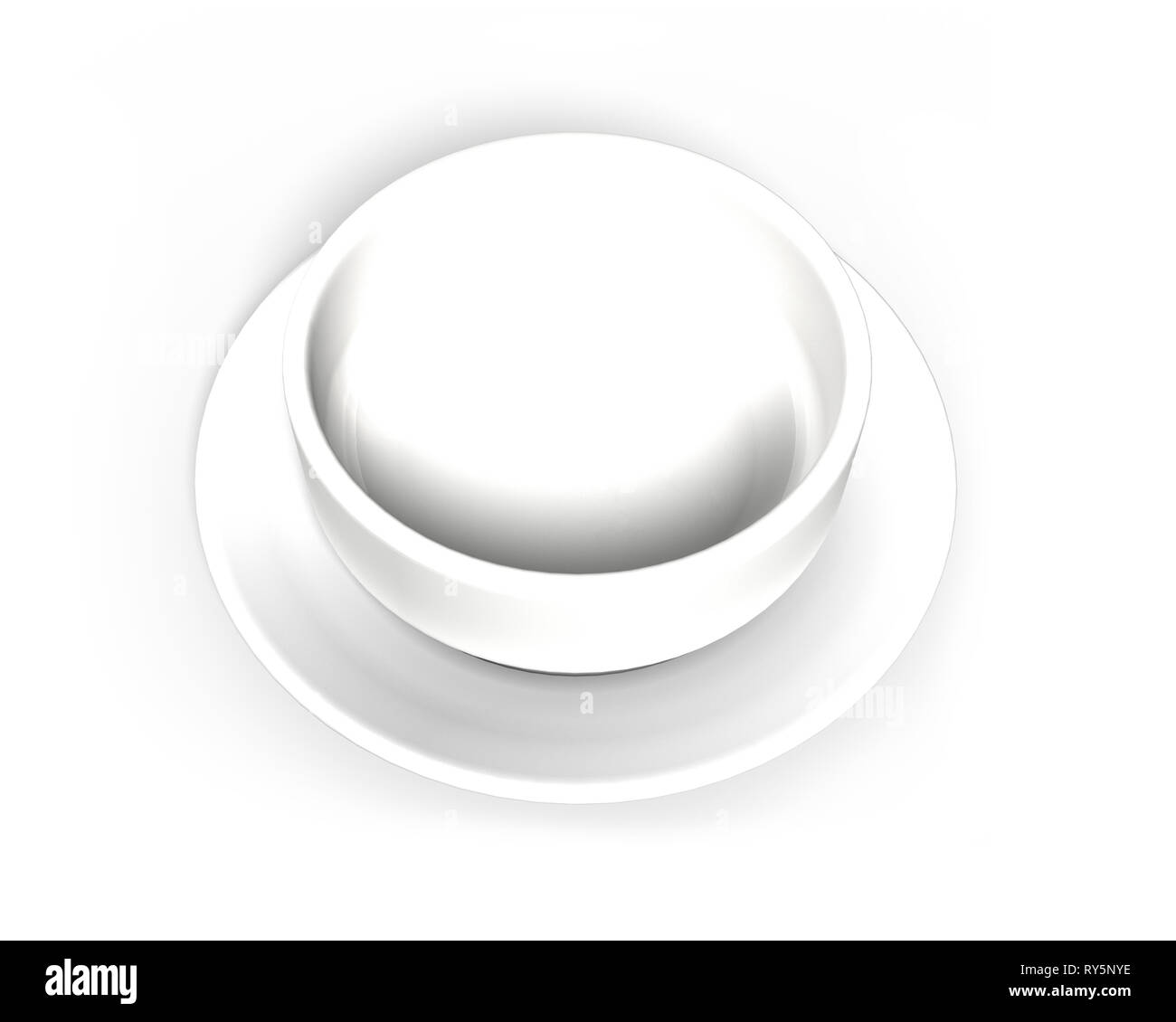 Empty white bowl and tray, high angle view, isolated on white ...