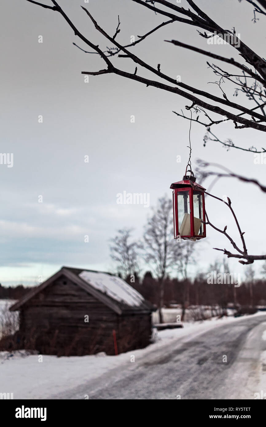 Candle hanging in tree outdoors hi-res stock photography and images - Alamy