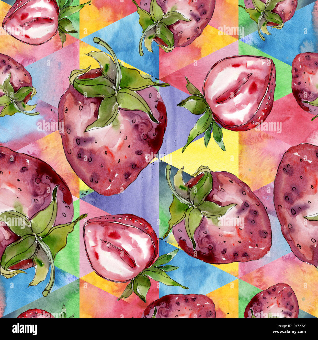 Strawberry healthy food in a watercolor style isolated. Watercolor ...