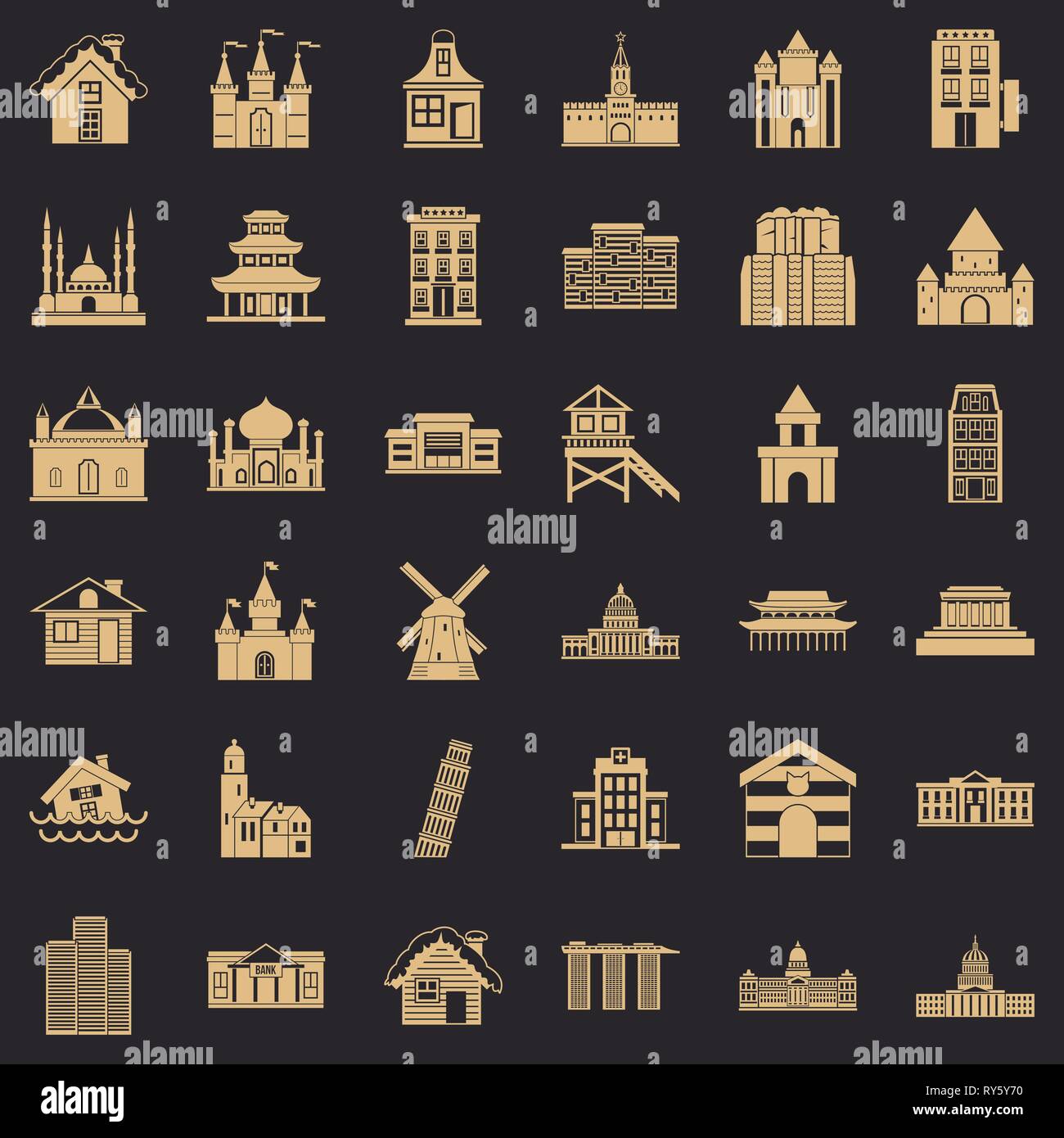 Tower building icons set, simple style Stock Vector Image & Art - Alamy