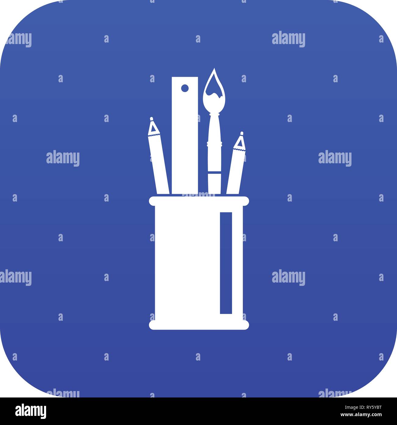 Stationery in cup icon digital blue Stock Vector Image & Art - Alamy