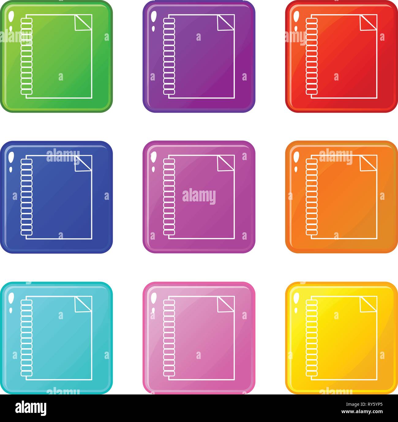 Notebook icons set 9 color collection Stock Vector Image & Art - Alamy