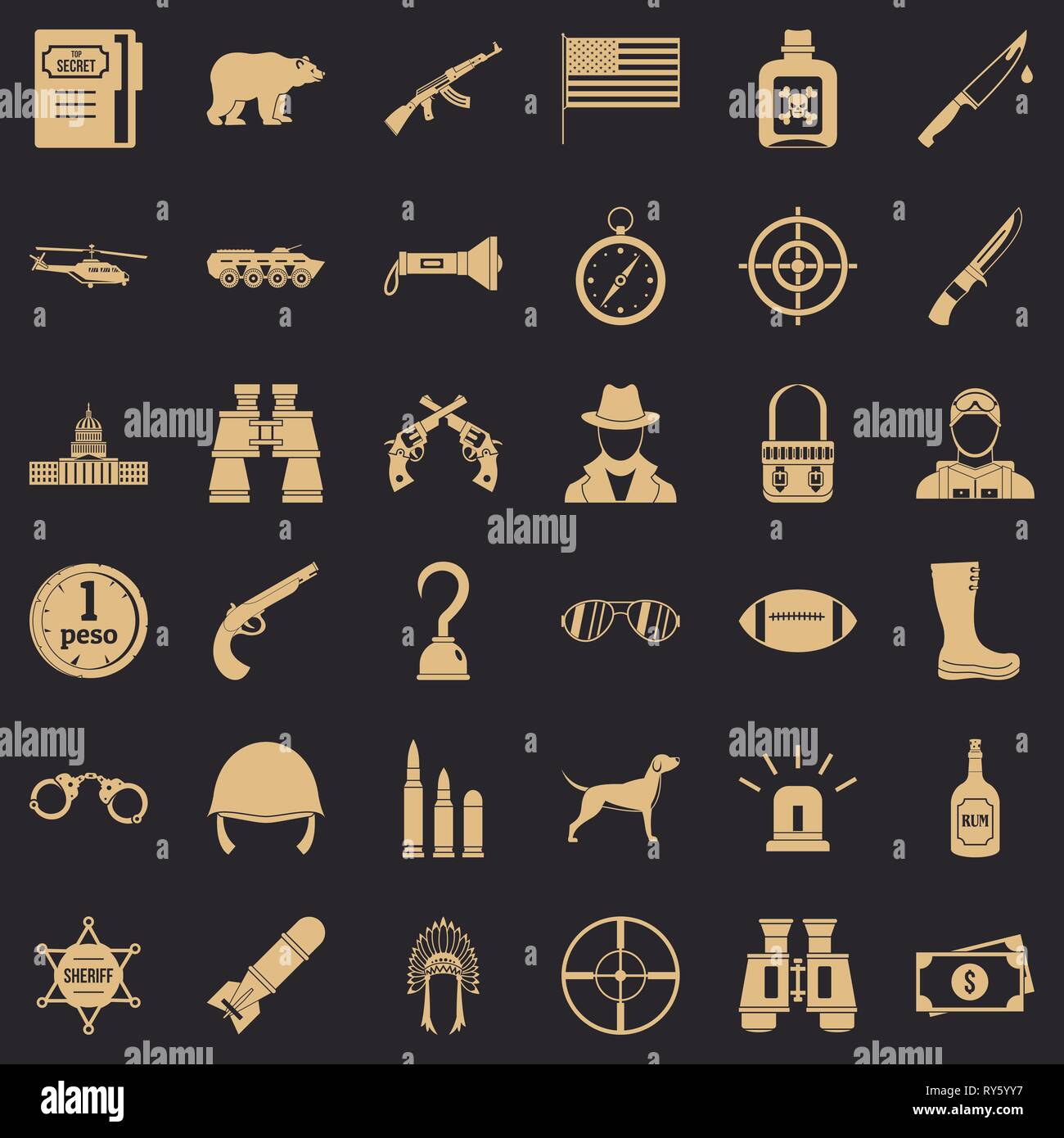 Gun icons set, simple style Stock Vector Image & Art - Alamy