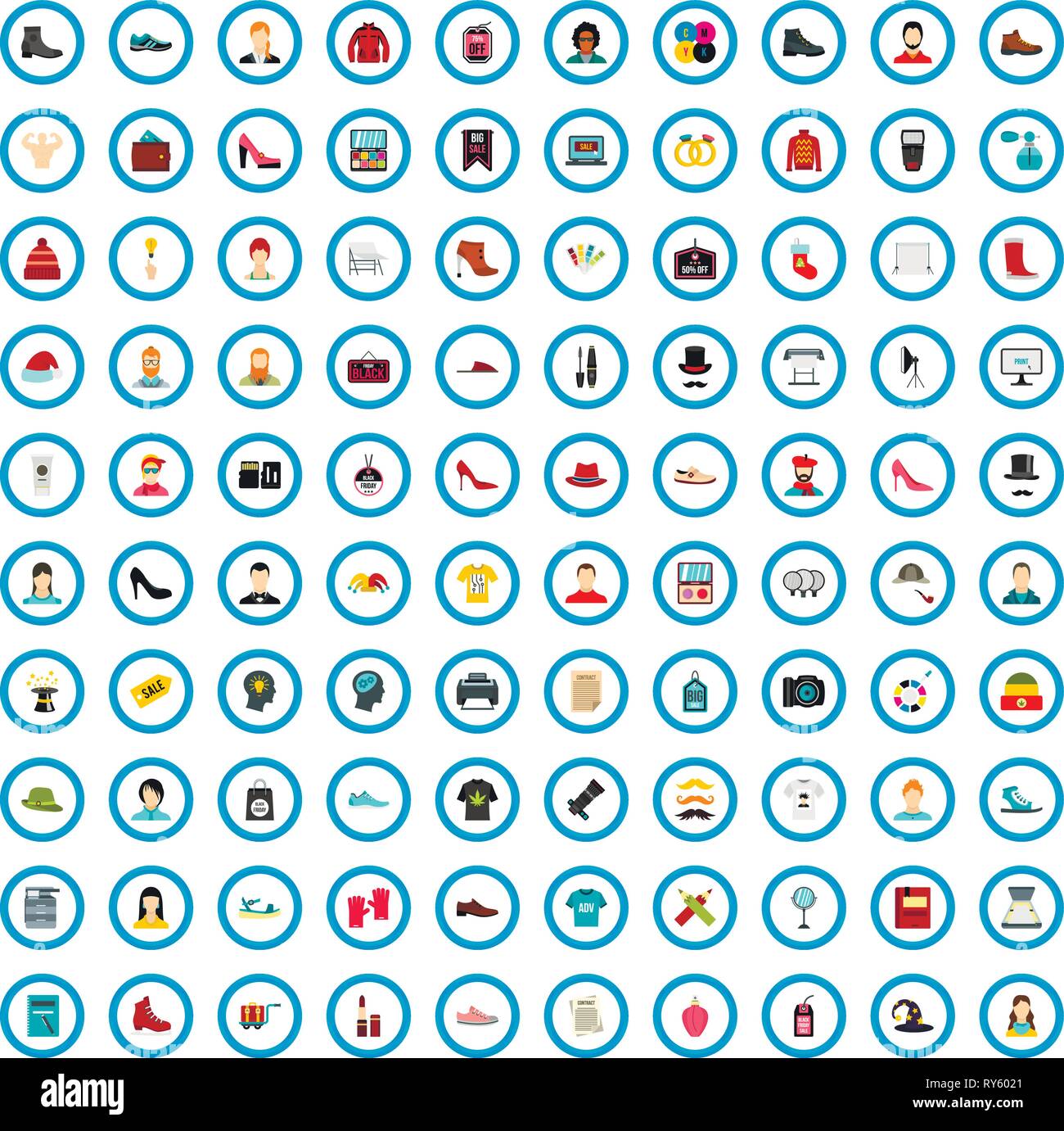 100 fashion magazine icons set, flat style Stock Vector Image & Art - Alamy