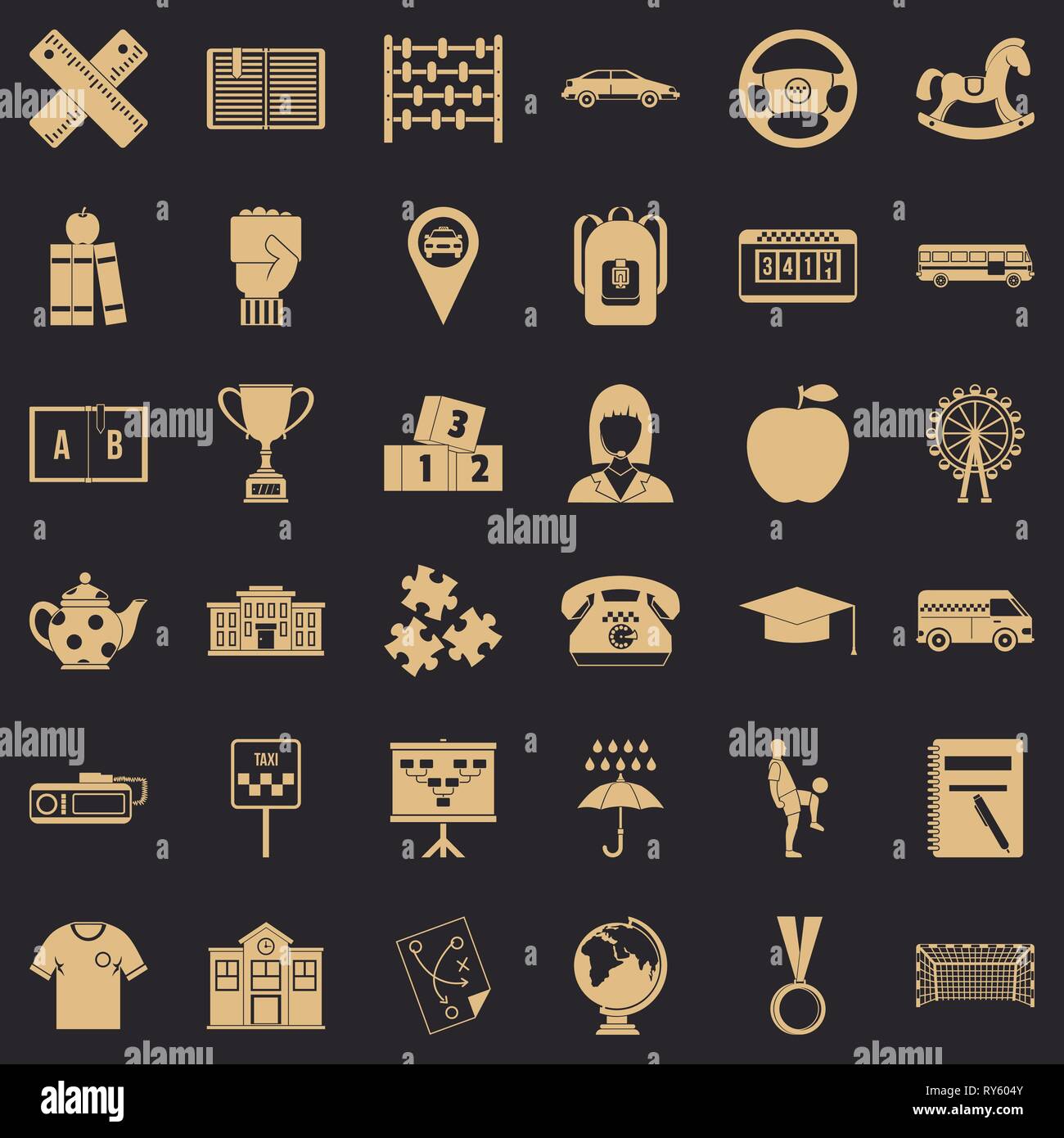 Bus icons set, simple style Stock Vector Image & Art - Alamy