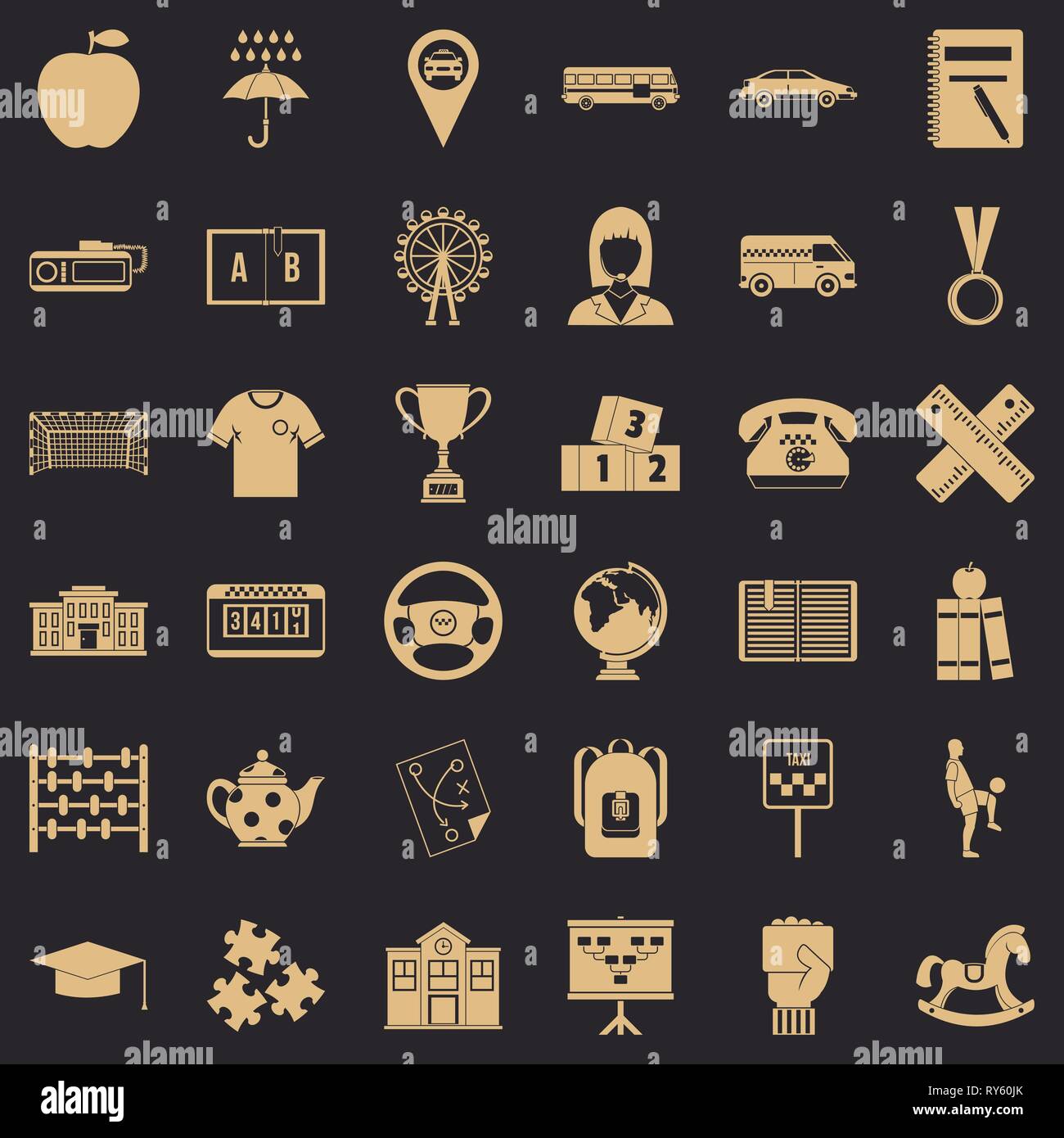 Bus stop icons set, simple style Stock Vector Image & Art - Alamy