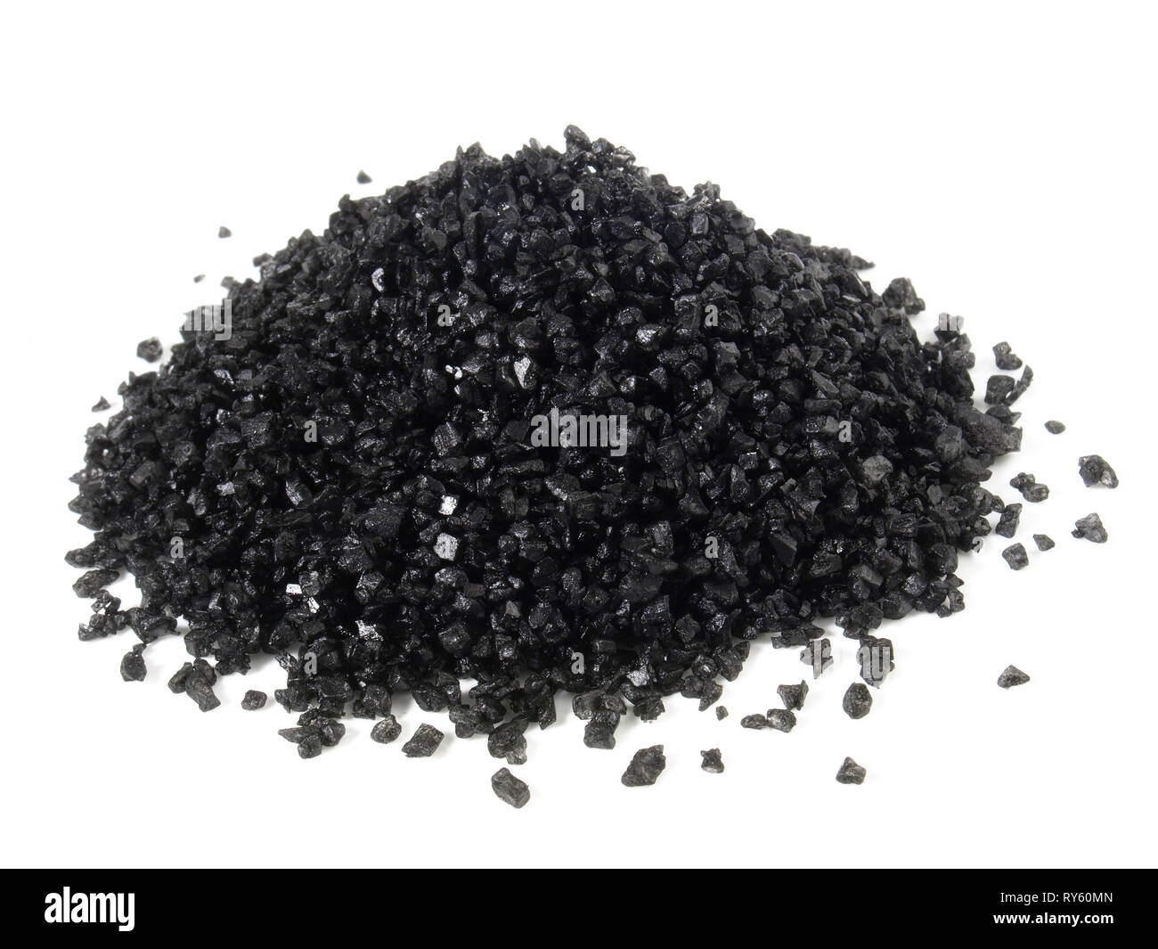 Black Stone Salt on white Background Stock Photo - Alamy