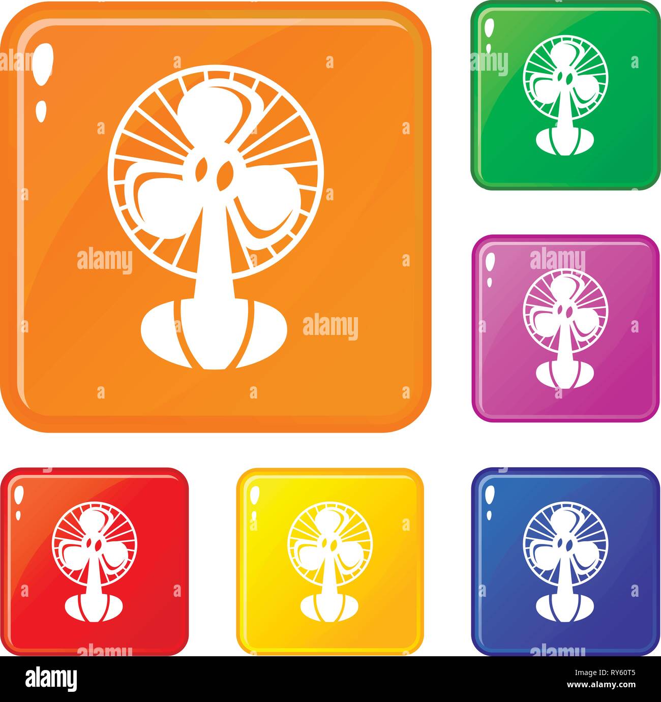 Fan icons set vector color Stock Vector Image & Art - Alamy