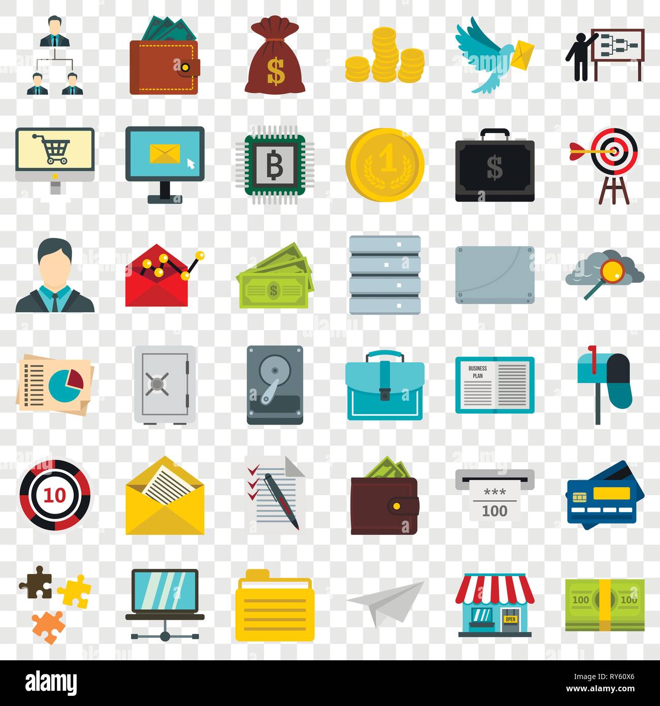 Business plan icons set, flat style Stock Vector Image & Art - Alamy
