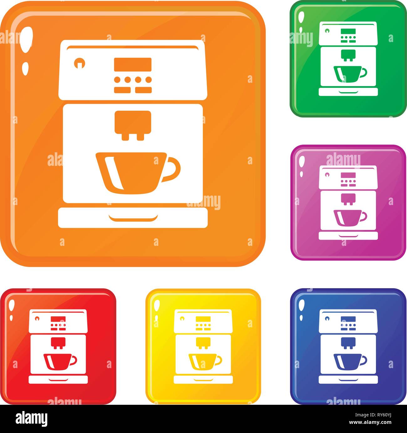 Coffee machine icons set vector color Stock Vector Image & Art - Alamy