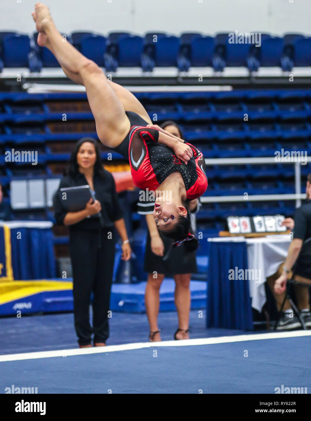 Kent, OH, USA. 10th Mar, 2019. Rutgers gymnast Belle Huang does a ...