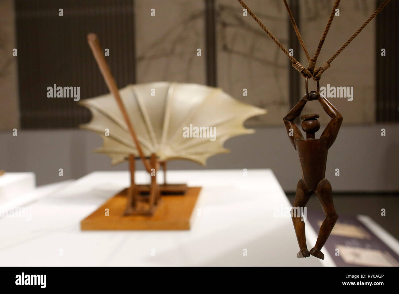 Rome, Italy. 12th Mar, 2019. Gliders realized on a Leonardo's project ...