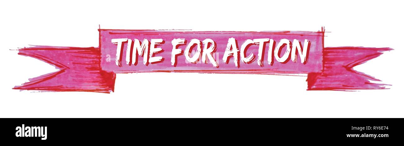 Time action ribbon label hi-res stock photography and images - Alamy