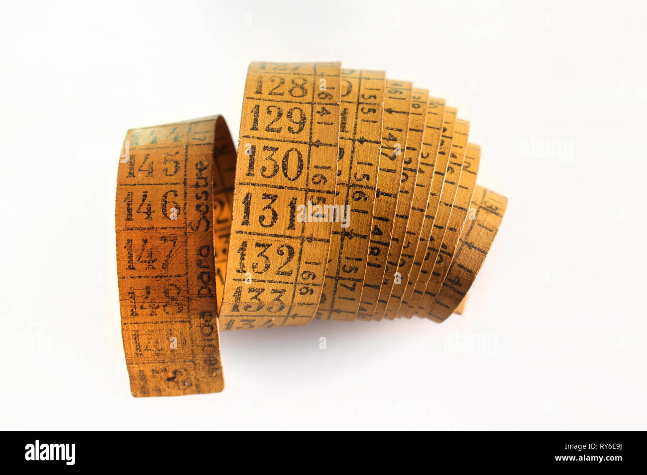 Vintage centimeter measuring tape, isolated on white background Stock ...