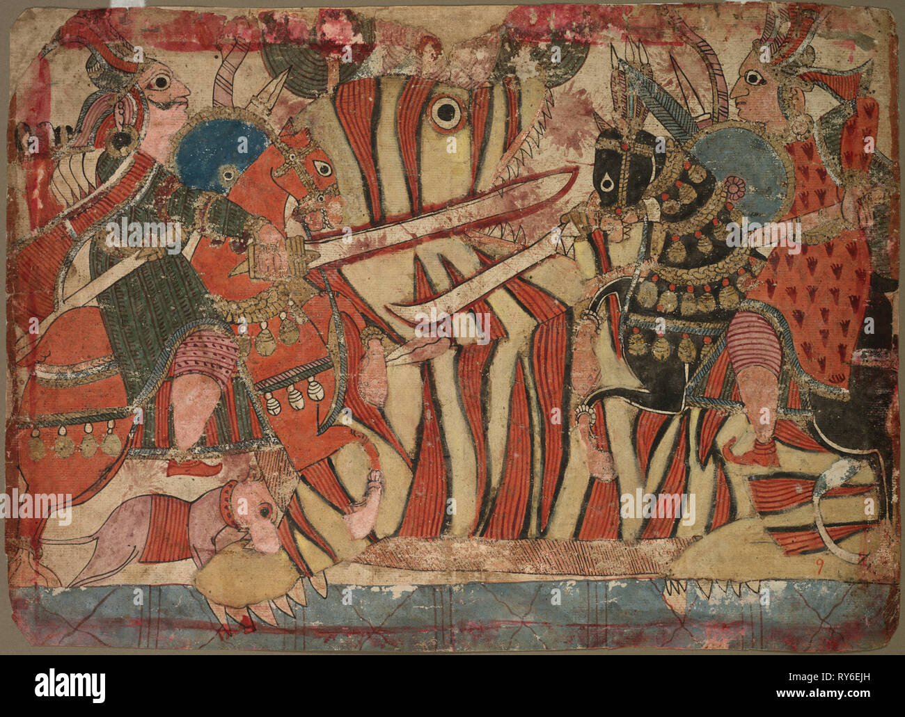 Illustration of the Mahabharata, c. 1800. India, Maharashtra, Paithan ...