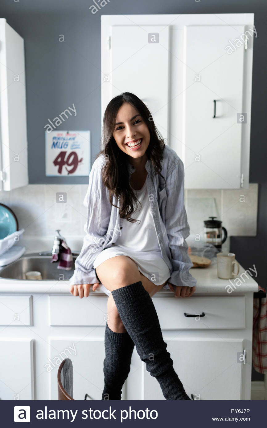 Sitting At Kitchen Counter High Resolution Stock Photography and Images ...