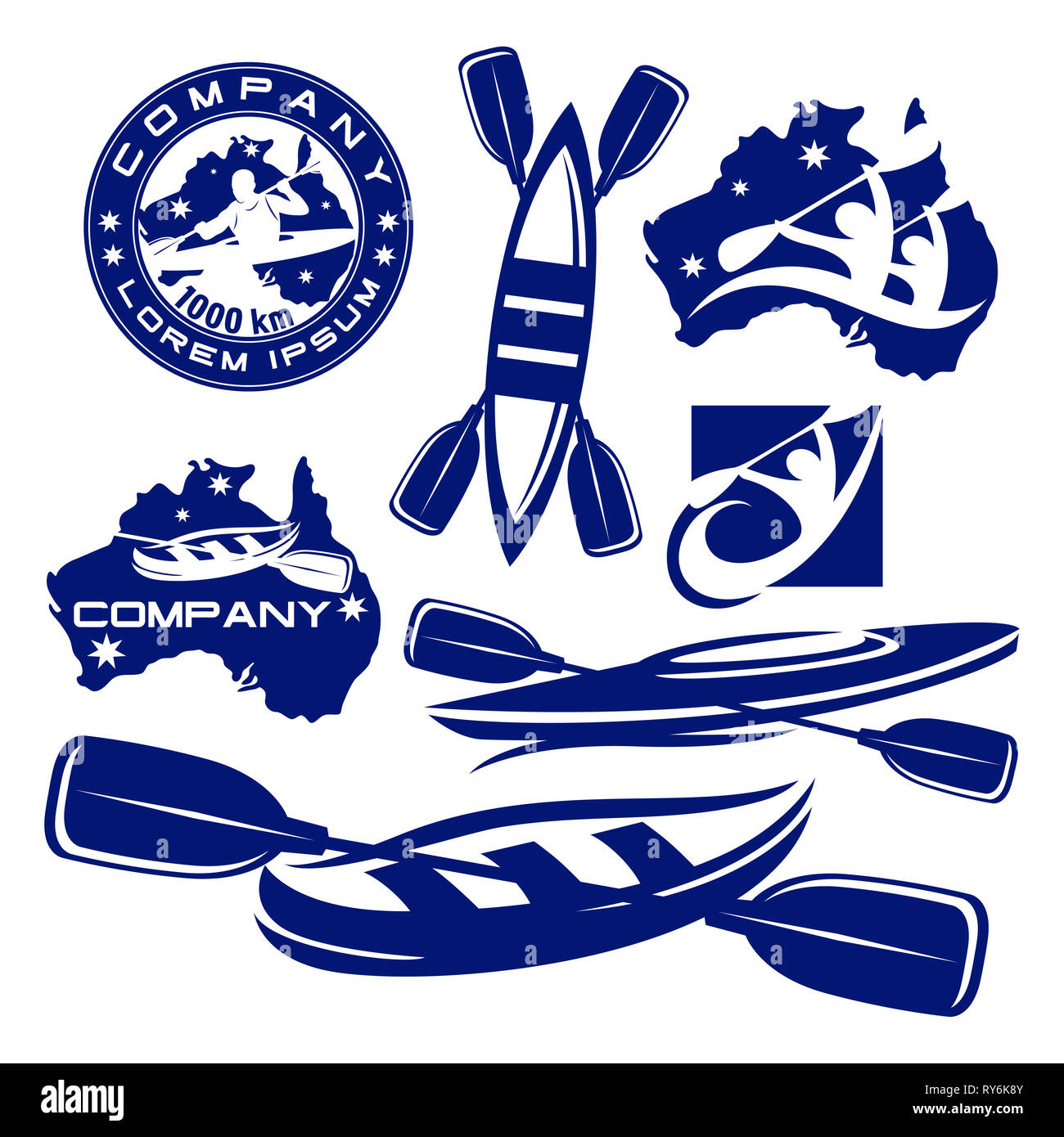 kayak and sport logo Stock Photo - Alamy