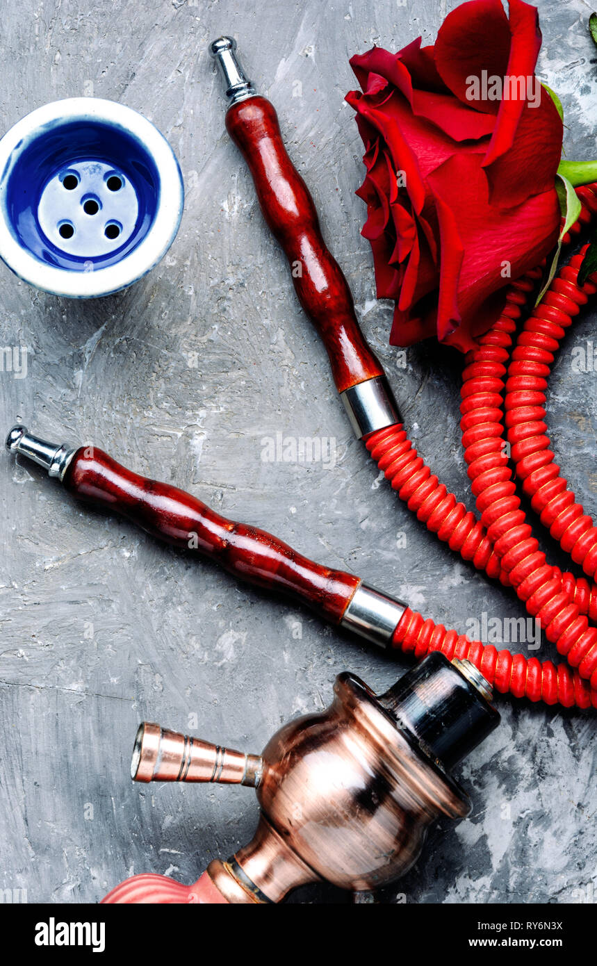 East hookah with flower aroma for relax.Shisha hookah.Smoking a hookah ...