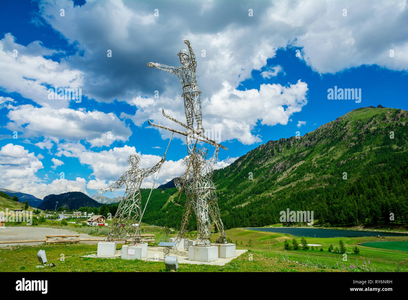MONTGENEVRE, FRANCE. The sculpture of Christian Burger "L'Envol" in ...