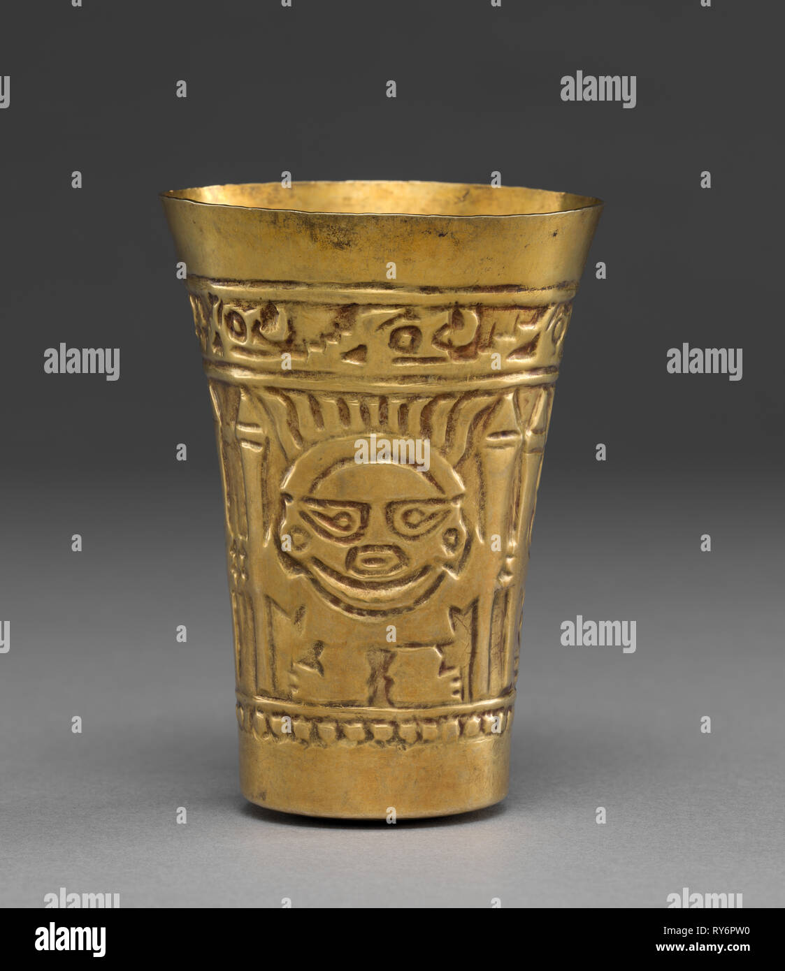Beaker with Frontal Figures, 900-1100. Central Andes (Peru), Lambayeque ...