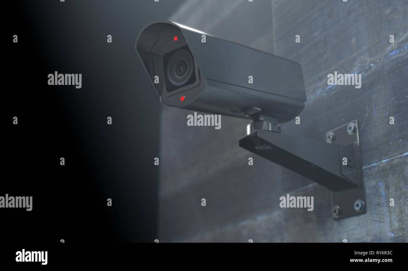 A wireless surveillance camera with illuminated lights mounted on a ...