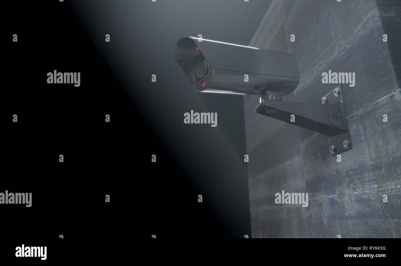 A wireless surveillance camera with illuminated lights mounted on a ...